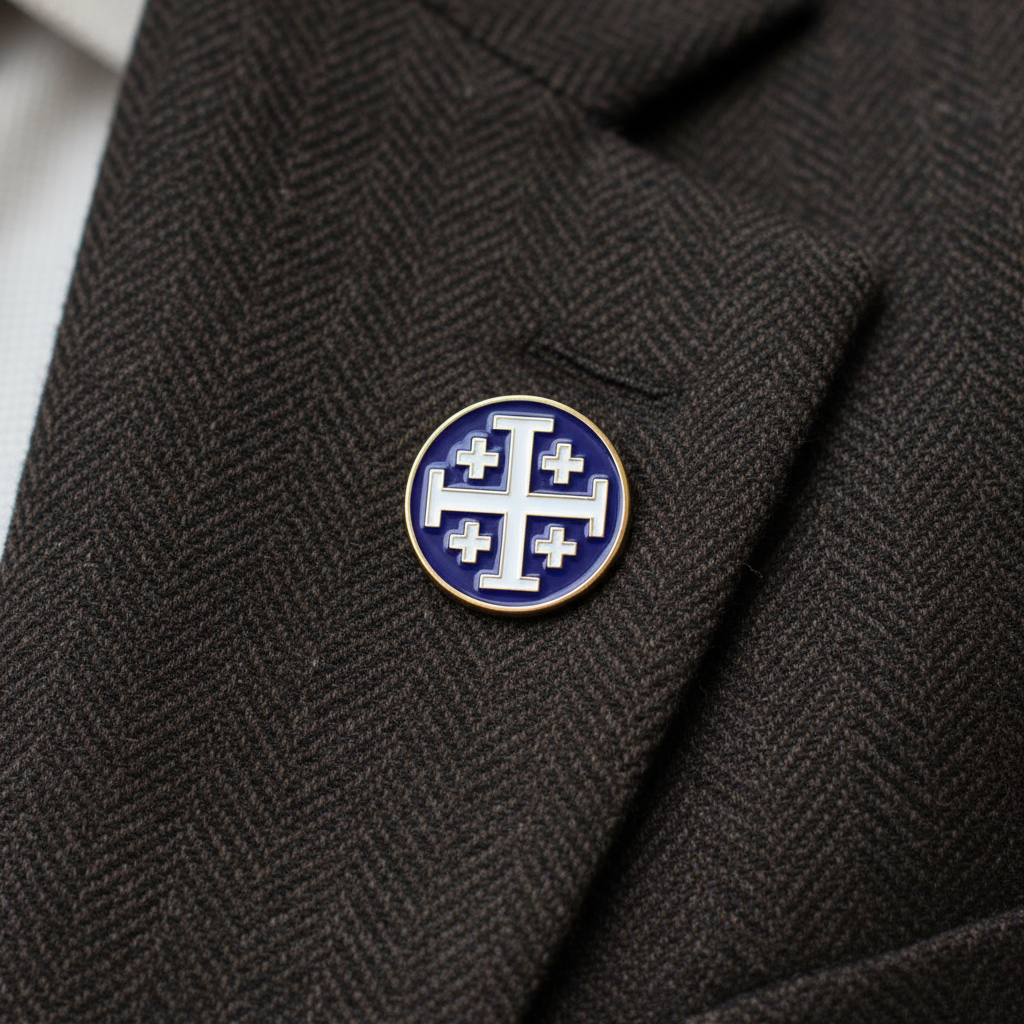 Jerusalem Cross Violet/White Lapel Pin - 1" – Deus Vult Lapel Pins